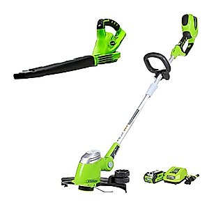 Greenworks 40V 13" Cordless String Trimmer / Edger, Blower, 2.0Ah Battery and Charger Included