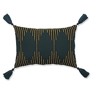 Pillow Perfect Indoor Linear Geo Teal Rectangular Throw Pillow, Blue