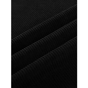 Floerns Men's Loose Fit Corduroy Elastic Waist Slant Pocket Straight Leg Pants Black L