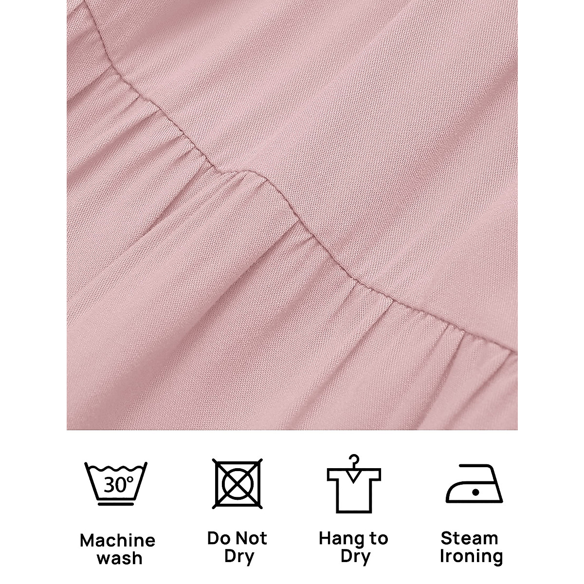 ZESICA Women's Casual V Neck Long Sleeve Smocked High Waist Ruffle A Line Tiered Mini Dress,DarkPink,Medium