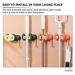 Alipis 2pcs Garage Laundry Kitchen Rack Hanger Hole-Free Duty Broom Hooks Organizers Handle Cartoon Supplies Plastic Holder Hotel Nail Tool Clip Restaurant Hook Garden Mop Punch Rake