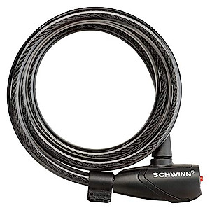 Schwinn Bike Key Lock in Braided Steel Cable, 2 Keys Included, 4 feet x 12mm Anti Theft Bicycle Lock, Security Level 3
