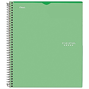 Five Star Interactive Notetaking Spiral Notebooks, 3 Pack, 1 Subject, College Ruled Paper, 11" x 8-1/2", 100 Sheets, Customizable Cover, Black, Green, Purple (820041-ECM)