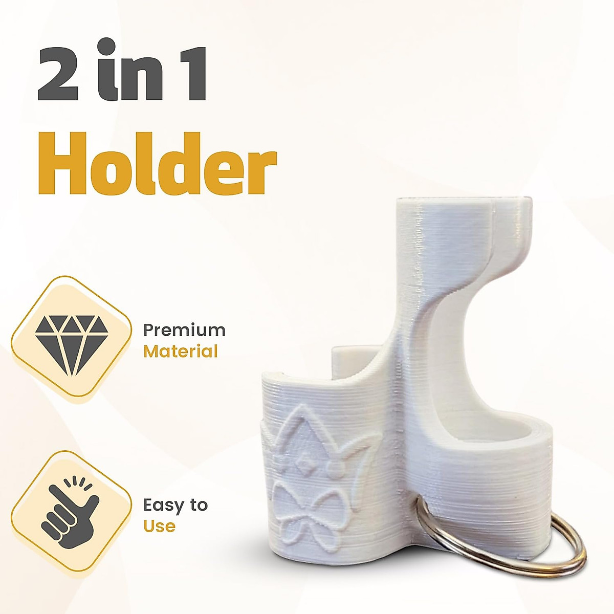 BFP Stanley Cup 40 oz Tumbler Chapstick Holder Keychain - White (Stanley Cup Not Included)