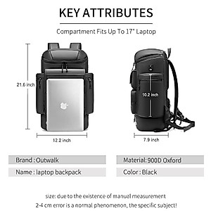NASKVOWT Men travel backpack, gym backpack with shoe compartment, travel bag with shoe compartment, travel backpack carry on with USB charging port, camping, outdoors trekking backpack