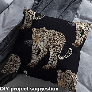 Cheetah Pattern Fabric by The Yard Leopard African Wild Animal Print DIY Craft Hobby Fabric by The Yard Black Dot Wildlife Decorative Fabric for Upholstery and Home Accents,3 Yards