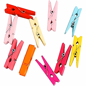 Mippein 100 pcs Sturdy Mini Small Tiny Wooden Black clothespins for Dry Laundry on Clothesline, Bag Clips, Crafts, Photos, Home, School, Arts Crafts Deco