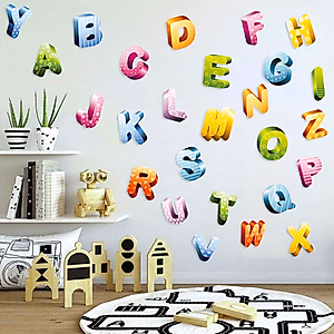 Alphabet Wall Decals ABC Stickers Learning Wall Decor for Kids Room Daycare Classroom Playroom Baby Nursery Decorations
