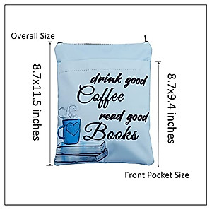 Gzrlyf Coffee Book Sleeve Drink Good Coffee Read Good Books Zipper Pouch Coffee Lover Gift Book Protector Sleeve Reader Gift (Drink Coffee Read Books)