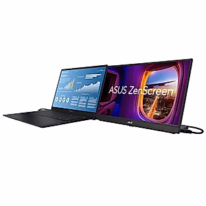ASUS ZenScreen 17” 1080P Portable USB Monitor (MB17AHG) - Full HD, IPS, 144Hz, USB Type-C, FreeSync Premium, Eye Care, L-shaped kickstand, Tripod Mountable, HDMI, FSC Certified, 3-Year Warranty,BLACK