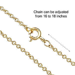Little Ashley Jewelry 925 Sterling Silver 18k Gold Plated Simple Circle Pendent Necklace, Sterling Silver Pendant Necklace for Women Teen Girls Jewelry Gifts Adjustable 16-18 inches Link Chain (Gold)
