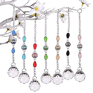 12 Pcs Crystal Ball Prism Suncatcher Rainbow Pendants Maker, Hanging Crystals Prisms for Windows,for Feng Shui,for Home,Office,Garden Decoration