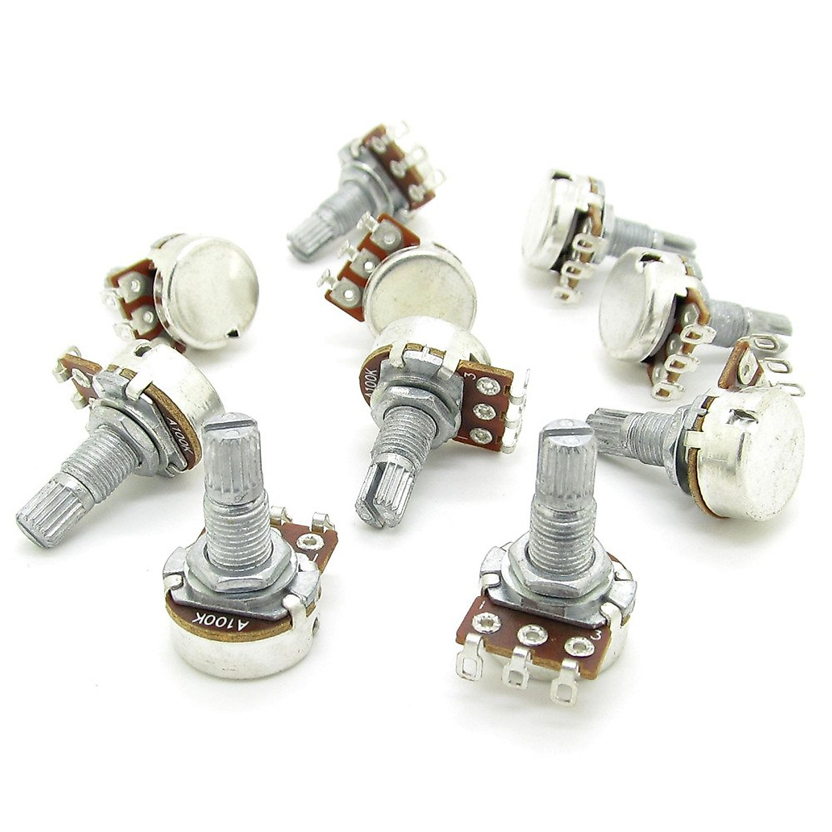 JIUWU A100k OHM Audio Pots Split Shaft Taper Guitar Potentiometer Replace for Electric Guitar Pack of 10