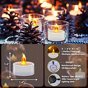 Candlium Tea Lights Battery Operated Candles LED Tea Lights Flameless Candles 200+ Hours Flickering Fake Tealights for Sweetest Day Wedding Home Decorations Party (Warm Yellow, 24 Pack)