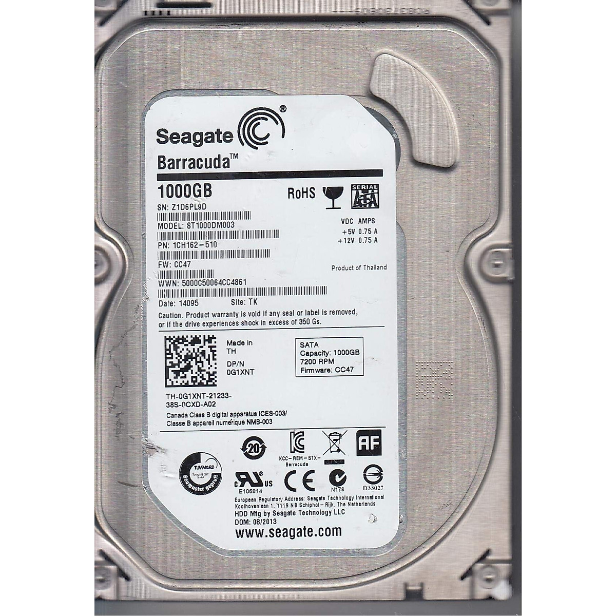 Seagate ST1000DM003 1TB 7.2K SATA 3.5 6G HDD