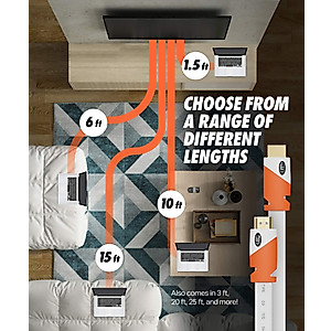 Flat Cable HDMI - 2.0 - High Speed HDMI Flat Wire, by Ultra Clarity - CL3 Rated - Audio Return Channel (ARC) 4K Ultra HD 2160p / Bandwidth up to 18Gbps / 3D HD 2 X 1080p Ready (40 feet 1-Pack)