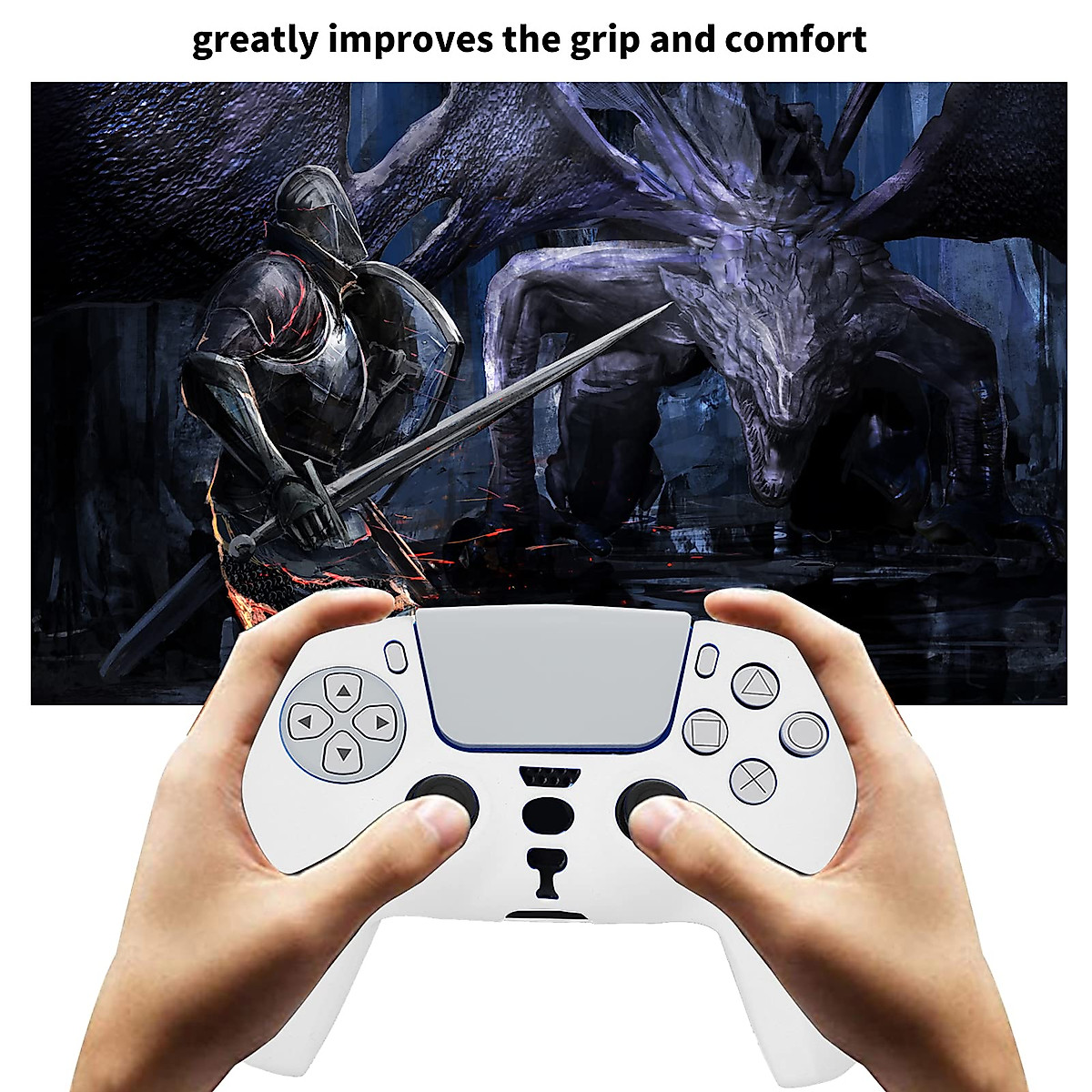 Silicone Sleeve, Removeable Dustproof Non Slip Shockproof Comfort Controller Grip Cover for PS5(white)