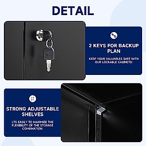 Yizosh Metal Storage Locking Cabinet with 4 Doors and 2 Adjustable Shelves,71" Lockable Garage Tall Steel Cabinet,for Home Office,Living Room,Pantry,Gym,Commercial Storage (Black)