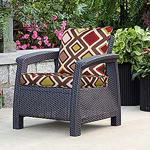HonTop Indoor/Outdoor Deep Seat Patio Cushion 24×24 Weatherproof Chair Cushion Set for Patio Furniture, Classical Lattice