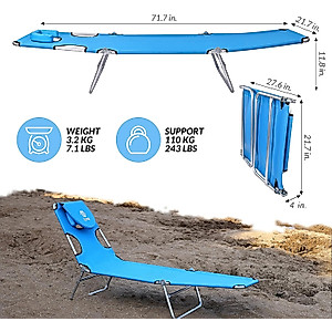 Elevon Foldable Lightweight Face Down Tanning Chaise Lounge Chair with Face and Arm Holes