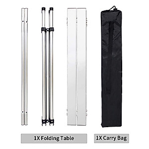 Deanurs Folding Tables Camping Roll Up Aluminum Portable Square Table for Outdoor Hiking Picnic,28" x 28" w/Carry Bag,Silver