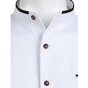ZEROYAA Mens Hipster Mandarin Collar Slim Fit Long Sleeve Casual Button Down Oxford Dress Shirt with Pocket Z113 White Small