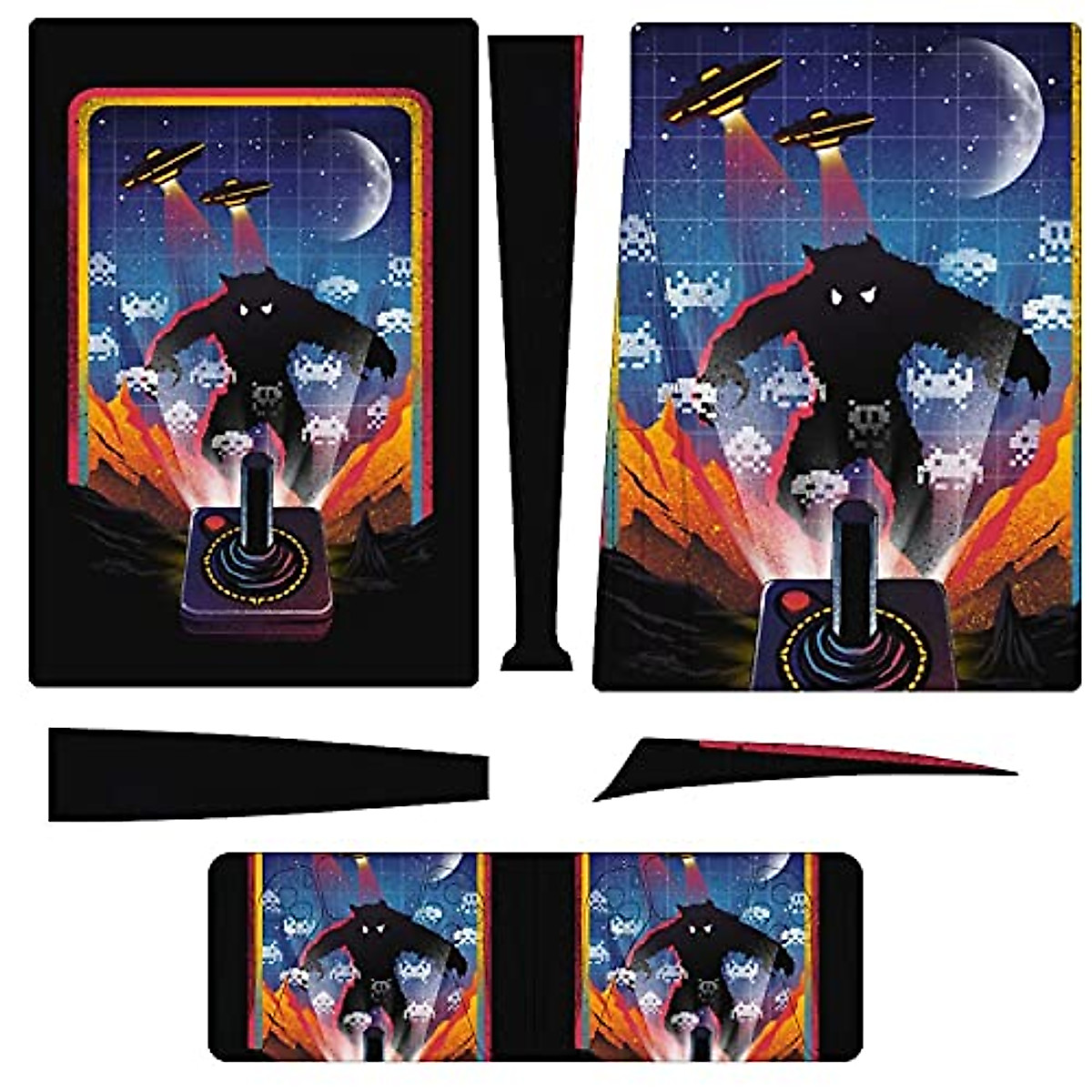 PlayStation 5 optical drive version sticker protective cover, The Invaders ps5 controller protective shell (compatible with ps5 optical drive)