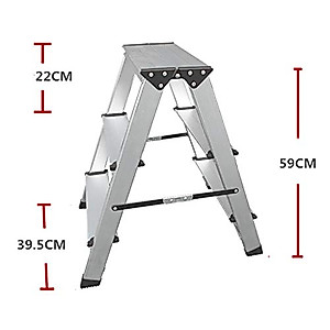 PENGJIE Folding Ladder Step Stool Ladder Stool 3 Step Folding Aluminum Heavy Duty Steel Portable Anti Slip Mat Tread Compact 150 Kg Capacity for Home Office