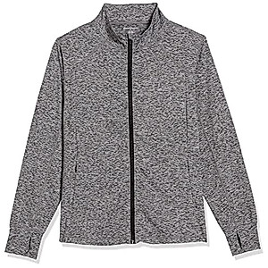 Amazon Essentials Women's Brushed Tech Stretch Full-Zip Jacket (Available in Plus Size), Dark Grey Space Dye, X-Large