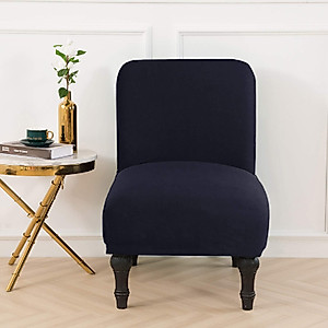 Armless Accent Chair Cover, Large Size Armless Slipper Chair Slipcover, Stretch Universal Thin Fabric Living Room Chair Cover Furniture Protector Removable Washable for Home Hotel Living Room (Navy)