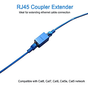 UVOOI Ethernet Coupler Female to Female 2-Pack, 1000Mbps RJ45 Inline Coupler Connector Ethernet Extender Adapter for Cat8, Cat7, Cat6, Cat5 Ethernet Cable