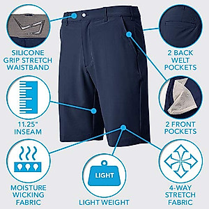 TGW Men's Flat Front Stretch Waist Performance 11.25In Golf Shorts Black 35