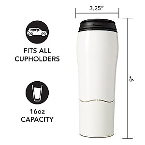 Mighty Mug Plastic Travel Mug, No Spill Double Wall Tumbler, Cold/Hot, Cup-Holder Friendly, Dishwasher Safe, (Cream, 12oz)