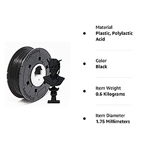 XYZPrinting Tough PLA Filament 1.75mm, Dimensional Accuracy +/- 0.02mm, 600g Spool (1.3lbs), 1.75mm, Black