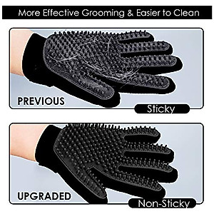 Upgrade Version Pet Grooming Glove - Gentle Deshedding Brush Glove - Efficient Pet Hair Remover Mitt - Enhanced Five Finger Design - Perfect for Dog & Cat with Long & Short Fur - 1 Pair (Black)