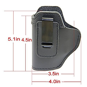 IWB Leather Holster for Inside Waistband Concealed Carry Fits:S&W M&P Shield-Glock19 26 29 30 32 43-Beretta Px4-RUGER EC9s-SIG-HK-Taurus-XDS or Similar Sized Handguns