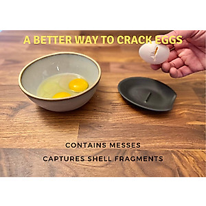 Crack'em Egg Cracker & Spoon Rest (Candy Apple Red) - Perfectly Cracks Eggs & Contains Messes - Easy to Use & Clean - Great for Kids - Prevents Broken Yolks