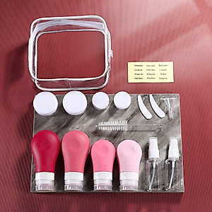 Gemice 16 Pack Travel Bottles Set for Toiletries,TSA Approved Travel Size Containers Leak Proof Silicone Squeezable Tubes Travel Accessories 2oz 3oz for Shampoo Conditioner Lotion Body Wash