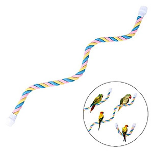 ＫＬＫＣＭＳ Colorful Bird Rope Perch Hanging Stand Climbing Rope for Parrot Budgies Parakeets Cockatiels, 23.6inch Length