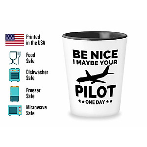 Bubble Hugs Pilot Shot Glass 1.5Oz - Pilot One Day - Pilot Gifts Airplane Flying Captains Aviator Airline Aviation