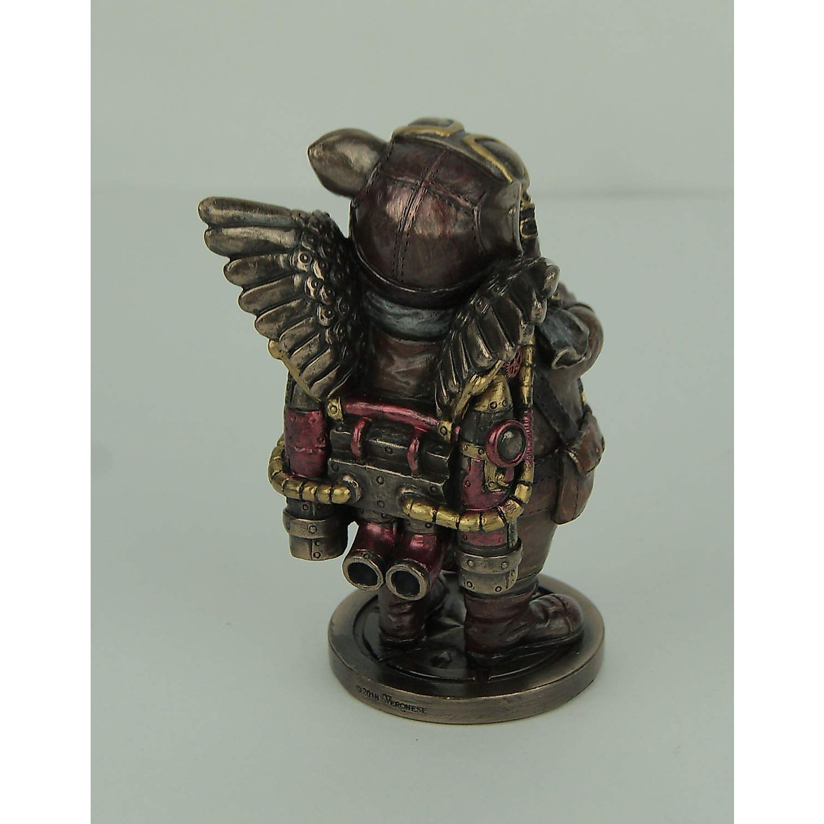 Veronese Design 5 1/4" Steampunk Aviator Flying Pig Resin Figurine Bronze Finish