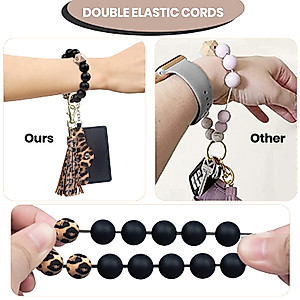 PAKASEBOXES Bracelet Wristlet Keychain with Lanyard for Keys, Silicone Beaded Key Ring for Women, Mother's day Christmas Gift