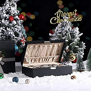 BEWISHOME Mens Jewelry Box, Jewelry Organizer with 4 Watch Case Removable Tray, Jewelry Storage Case for Necklace, Earring Ring Bracelet, PU Leather, Velvet Lining Black SSH07B
