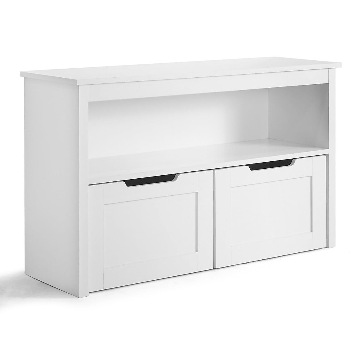 CAPHAUS Toy Storage Organizer with 2 Wheeled Drawers, White, Playroom Organization and Storage, Floor Toy Box with Wheels and Shelf, for Kids, Boys and Girls, Nursery, Playroom and Bedroom