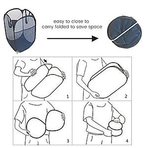 Mesh Pop up Laundry Hamper Foldable Small Clothes Storage easy to open and fold up forHome，travel
