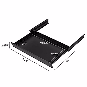 Stand Up Desk Store Add-On Office Sliding Under-Desk Drawer Storage Organizer for Standing Desks (Black)