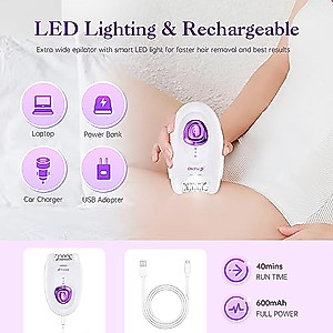 Epilator for Women, Epilator for Women Legs, Pluxy Hair Removal for Face, Electric Shaver & Epilator, Face Epilator for Women, 2 in 1 Body Trimmer Razor with LED Light for Underarms Legs Arms Bikini