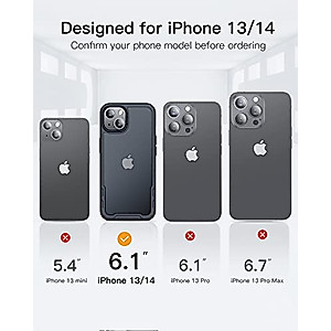 Humixx Designed for iPhone 13 Case & iPhone 14 Case [10FT Military Grade Drop Protection] [Anti-Scratch & Anti-Fingerprint] Shockproof Translucent Matte Back with Soft Bumper Protective Case, Black