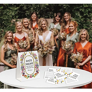 Date Night Ideas for Couples, Date Night Games, Bridal Shower Decorations, Popular Bridal Shower Games for Couples, Including 1 Sign And 50 Date Night Ideas Cards DATEN004