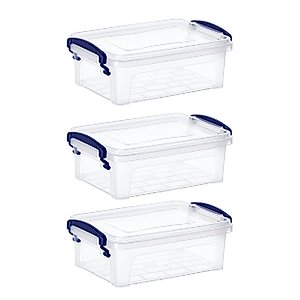 Superio Mini Storage Bins with Lids- Clear Boxes for Organizing, Stackable Plastic Containers- BPA Free, Non-Toxic, Odor Free, Organizer for Home, Office, Dorm, 1.25 Qt, 3 Pack